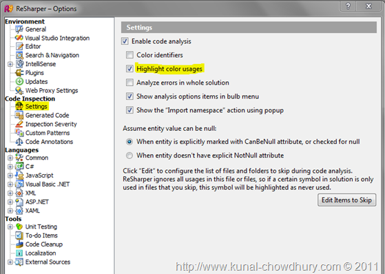 Color Highlighting in Visual Studio XAML page using ReSharper 6 | Kunal Chowdhury